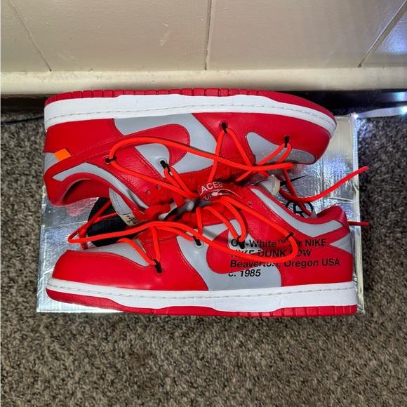 Shoes | Offwhite X Dunk Low University Red | Poshmark
